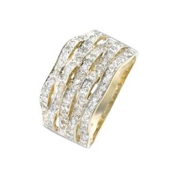 Firetti Goldring Schmuck Geschenk Gold 333 Diamantring Wellen glitzernd, mit Diamanten, gelb|goldfarben|weiß
