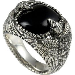 Baldessarini Silberring Schmuck Geschenk, Herrenring Silber 925, mit Obsidian, schwarz|silberfarben