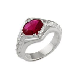 Der Herr Der Ringe Fingerring Narya - Gandalfs Ring, 10004024, Made in Germany - mit Zirkonia (synth), rot|silberfarben