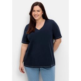 sheego Große Größen: Shirt mit kleinem Glitzerdruck auf der Schulter, nachtblau, Gr.56/58