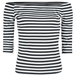 Forplay Stripes Longsleeve Langarmshirt schwarz weiß in L