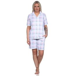 Normann Pyjama Damen kurzarm Pyjama Shorty aus Jersey zum durchknöpfen