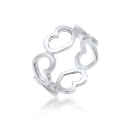 Elli Fingerring Bandring Herzen Symbol Cut-Out Trend 925er Silber, silberfarben