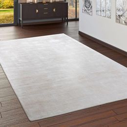 Paco Home - Teppich Handgefertigt Hochwertig 100 % Viskose Vintage Aufällig Meliert In Creme 160x230 cm