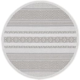 CarpetFine Teppich &raquo;Boho 101&laquo; rund 4 mm H&ouml;he robustes Flachgewebe, Sisal Optik, UV-best&auml;ndig, Au&szlig;enbereich beige Obermaterial: 100% Polypropylen &Oslash;...