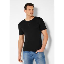 H.I.S. H.I.S T-Shirt mit aufwendiger Knopfleiste, perfekt als Unterziehshirt schwarz S S H.I.S Kurzarmshirt