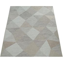 Paco Home Teppich &raquo;Kortrijk 743&laquo; rechteckig 4 mm H&ouml;he Flachgewebe, modernes Design, Pastell-Farben, In- und Outdoor geeignet beige Obermaterial:...