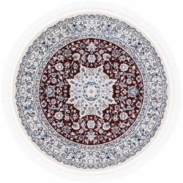 CarpetFine Teppich &raquo;Nain Diane&laquo; rund 8 mm H&ouml;he Kurzflorteppich, Orient Look rot Obermaterial: 80% Polypropylen, 20% Polyester &Oslash; 90 cm 1 Stk.