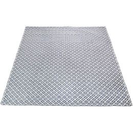 Carpet City Teppich »Cotton« rechteckig 5 mm Höhe Flachgewebe, 100% Baumwolle, Rauten-Optik, Pflegeleicht graublau Obermaterial: 100% Baumwolle B :...