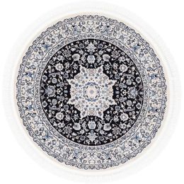 CarpetFine Teppich &raquo;Nain Diane&laquo; rund 8 mm H&ouml;he Kurzflorteppich, Orient Look dunkelblau Obermaterial: 80% Polypropylen, 20% Polyester &Oslash; 240 cm 1 Stk.