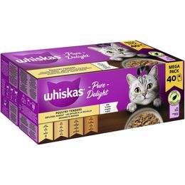 whiskas® PURE DELIGHT Portionsbeutel Multipack Mega Pack Geflügel Ragout in Gelee 40 x 85g