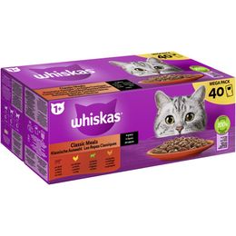 whiskas® Portionsbeutel Multipack Mega Pack 1+ Klassische Auswahl in Sauce 40 x 85g