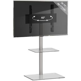 Vcm Universal TV VESA Standfuß Ständer Fernseh Rack Alu Glas Ablage Alani Fachboden