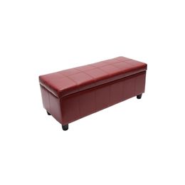 MCW Aufbewahrungs-Truhe Sitzbank Arezzo, Leder + Kunstleder, 112x45x45cm MVG-zertifiziert ~ rot