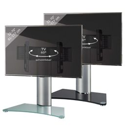 Vcm TV Standfuß Aufsatz Erhöhung Alu Fernseh Ständer ESG-Sicherheitsglas Maße ca. H. 74 x B. 80 x T. 40 cm - WindoxaMaxi