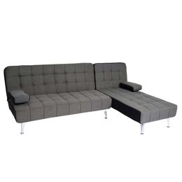 Schlafsofa MCW-K22, Couch Ecksofa Sofa, Liegefläche links/rechts Schlaffunktion 236cm ~ Stoff/Textil dunkelgrau, schwarz