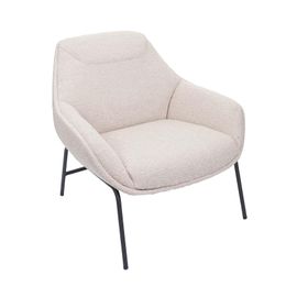 Lounge-Sessel MCW-J77, Cocktailsessel Sessel, Bouclé Stoff Metall ~ creme-beige