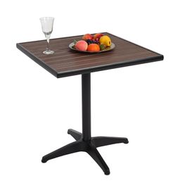 Gartentisch MCW-J95, Balkontisch Bistrotisch, Gastronomie Outdoor-Beschichtung Alu Holzoptik ~ schwarz, dunkelbraun