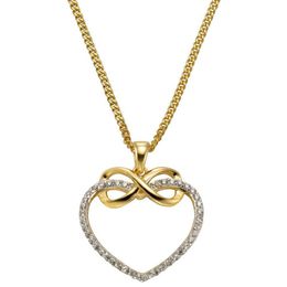 Firetti Kette mit Anhänger Schmuck Geschenk Silber 925 Halsschmuck Halskette Herz Infinity, mit Zirkonia (synth), goldfarben|silberfarben
