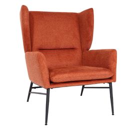 Lounge-Sessel MCW-L62, Ohrensessel Cocktailsessel Sessel Polstersessel, Stoff/Textil Metall ~ terracotta-braun