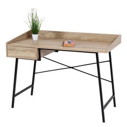 Konsolentisch MCW-J97, Schminktisch Ablagentisch, Schublade 3D-Struktur 98x114x60cm MVG-zertifiziert ~ Eiche-Optik