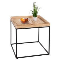 Beistelltisch MCW-K71, Kaffeetisch Couchtisch Tisch, MVG-zertifiziert Paulownia-Holz Metall 60x60x60cm ~ naturfarben