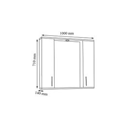 Vcm Badschrank zeitlos Maße ca. H. 71 x B. 100 x T. 14 cm ausreichend Stauraum Spiegelschrank mit Beleuchtung - Silora XL