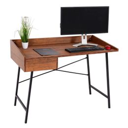 Schreibtisch MCW-J97, Bürotisch Computertisch, Schublade 3D-Struktur 98x114x60cm MVG-zertifiziert ~ braun