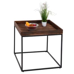 Beistelltisch MCW-K71, Kaffeetisch Couchtisch Tisch, MVG-zertifiziert Paulownia-Holz Metall 60x60x60cm ~ dunkelbraun