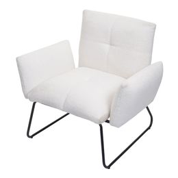 Lounge-Sessel MCW-K34, Cocktailsessel Sessel, Bouclé Stoff/Textil ~ weiß