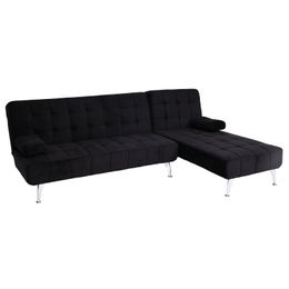 Schlafsofa MCW-K22, Couch Ecksofa Sofa, Liegefläche links/rechts Schlaffunktion 236cm ~ Samt schwarz