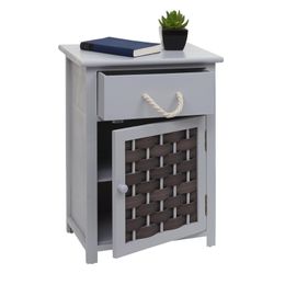 Kommode MCW-K83, Schrank Schubladenschrank, Holz 55x39,5x28,5cm ~ grau, Polyrattan dunkelgrau