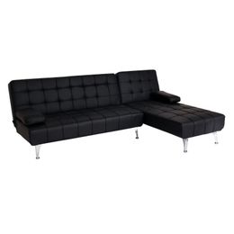 Schlafsofa MCW-K22, Couch Ecksofa Sofa, Liegefläche links/rechts Schlaffunktion 236cm ~ Kunstleder schwarz