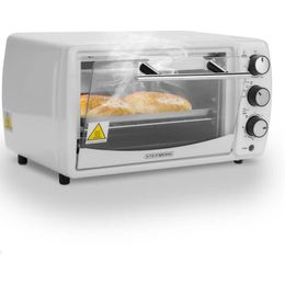 Steinborg - Mini Backofen 13 Liter Pizzaofen 60°-250°C Timer Krümelblech Kleiner Backofen Minibackofen Backofen 1200 Watt weiß - Weiß