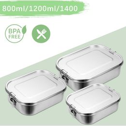 VINGO 800+1200ml Brotdose ohne Plastik BPA frei brotdose edelstahl Edelstahl Lunchbox - Silber