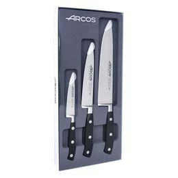 Arcos - 3-teiliges Küchenmesser-Set der Riviera-Serie mit schwarzem Griff und Klinge aus NITRUM®-Edelstahl