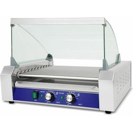 Vertes - Hot Dog Maker Hot Dog Maschine Würstchen Grill und Wärmer Elektrisch 2200W (Edelstahl, 11 Walzen, 50-250°C Temperatur, 2 Heizzonen,