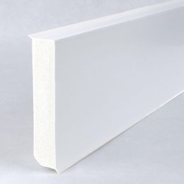 Sockelleiste Kunststoff Hartschaum pvc 17 x 80 x 2500 mm Weiß Fußleiste Mit flexibler Weichlippe Wasserfest - weiß - Proviston