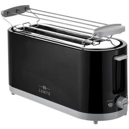 4-Scheiben 1200-1400 Watt Toaster Langschlitztoaster Toaster Toastautomat Brötchen-Aufsatz, Schwarz - Lentz