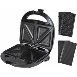 BURI - Sandwichmaker 3in1 Waffeleisen Kontaktgrill Sandwichtoaster antihaft schwarz