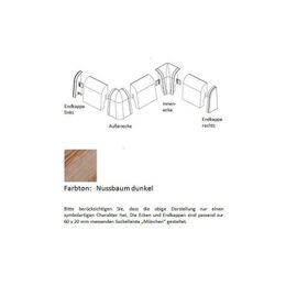 Südbrock Endkappen und Ecken für MDF-Sockelleisten 60x20 mm - Nussbaum dunkel - Nussbaum dunkel