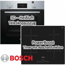 Herdset Bosch Backofen mit Induktionskochfeld - autark 60 cm Touch Control, Teleskopauszug 3D-Heißluft
