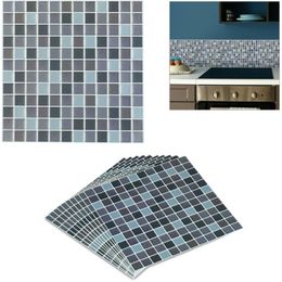 Mosaik Fliesenaufkleber, 10er Set, selbstklebend, Küche & Badezimmer, 23,5x23,5 cm, 3D Klebefliesen, grau - Relaxdays