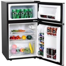 90L Kühlschrank mit 27L Gefrierfach Kühl-Gefrier-Kombination Standkühlschrank Gefrierschrank mini Kühlschrank Grau - Costway