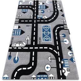 RUGSX Kinderteppich petit city stadt STRAßEN grau grey 280x370 cm