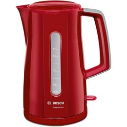 Bosch - Wasserkocher CompactClassTWK3A014, schnelles Aufheizen, Wasserstandsanzeige beidseitig, Überhitzungsschutz, 1,7 l, 2400 w, rot