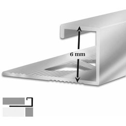 Floordirekt Fliesenprofil G-Form Silber Hochglanz Höhe: 6 mm 5 Stück à 2,5 m - Silber Hochglanz