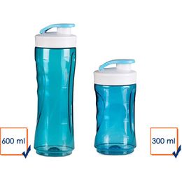 Domo 2er-Set Ersatzflaschen / Trinkflaschen für Smoothie-Maker, 300 + 600ml, blau