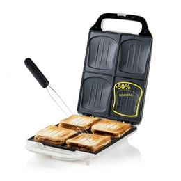 Domo Sandwichmaker 4er Toaster mit Muschelplatte & Gabel 27x32cm