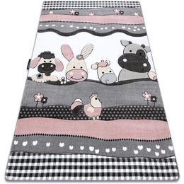 RUGSX Kinderteppich petit farm bauernhof tiere rosa pink 160x220 cm